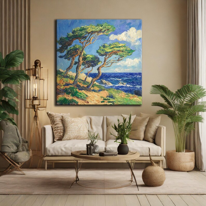 Windswept Trees in Coastal Landscape Canvas Print, Rolled Canvas ...