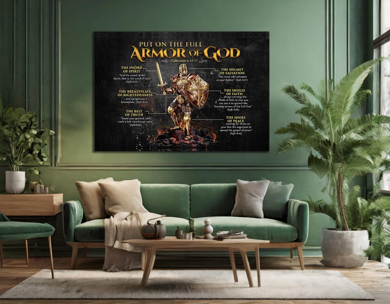 Full Armor of God Canvas Art | Knight of God Decor | Christian Wall Art ...