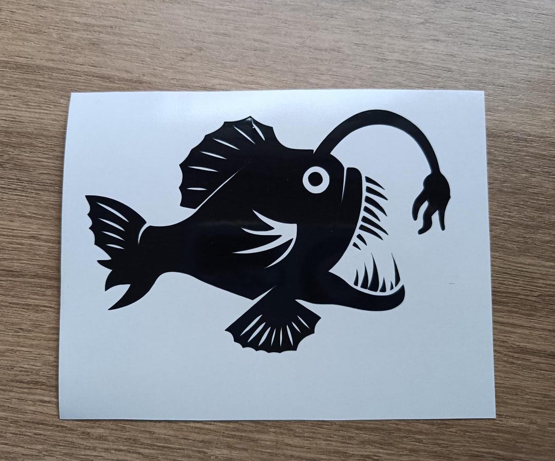 Angler Fish Decal, Vinyl Sea Creature Sticker, Underwater Art, Marine ...