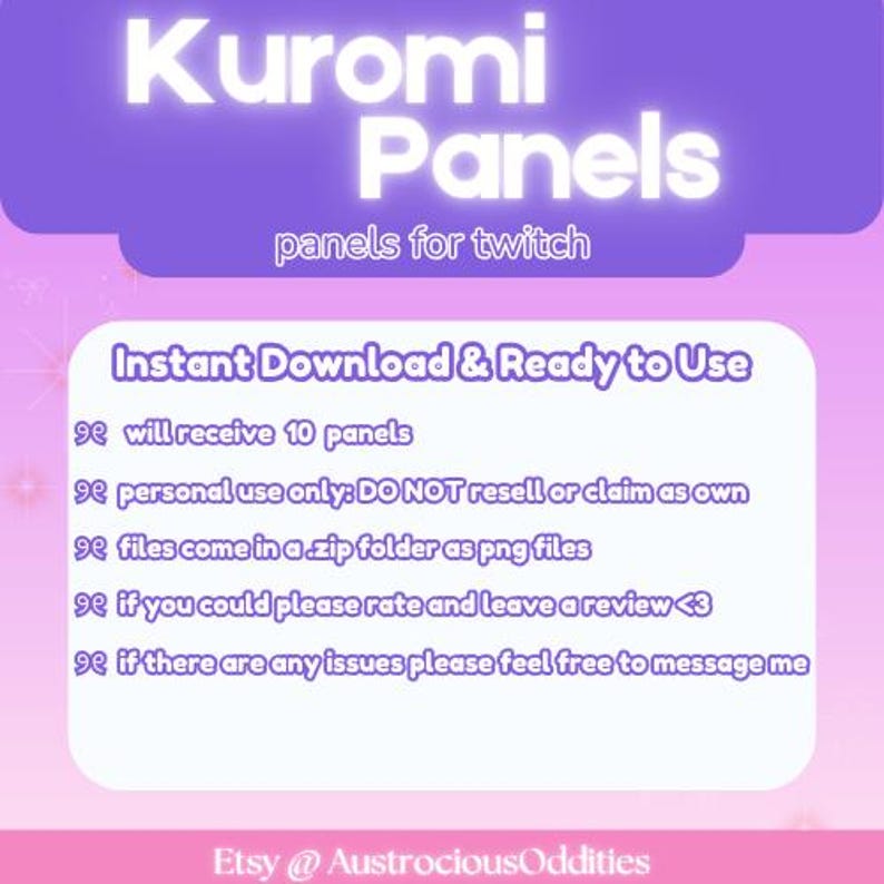 10 Kuromi Twitch Panels | Cute Purple Panels, Pixel - Etsy
