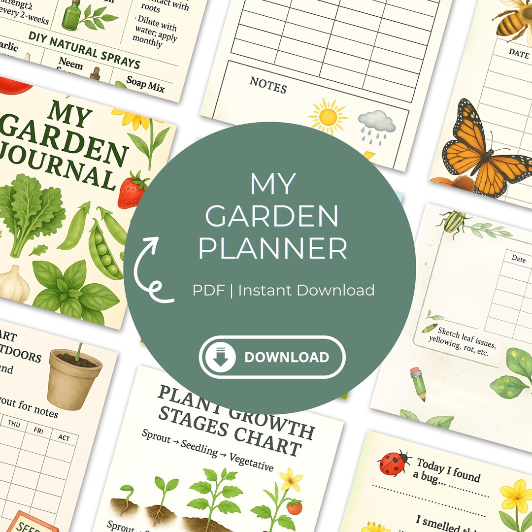 Printable Garden Planner: Educational Journal for Kids & Adults (PDF ...