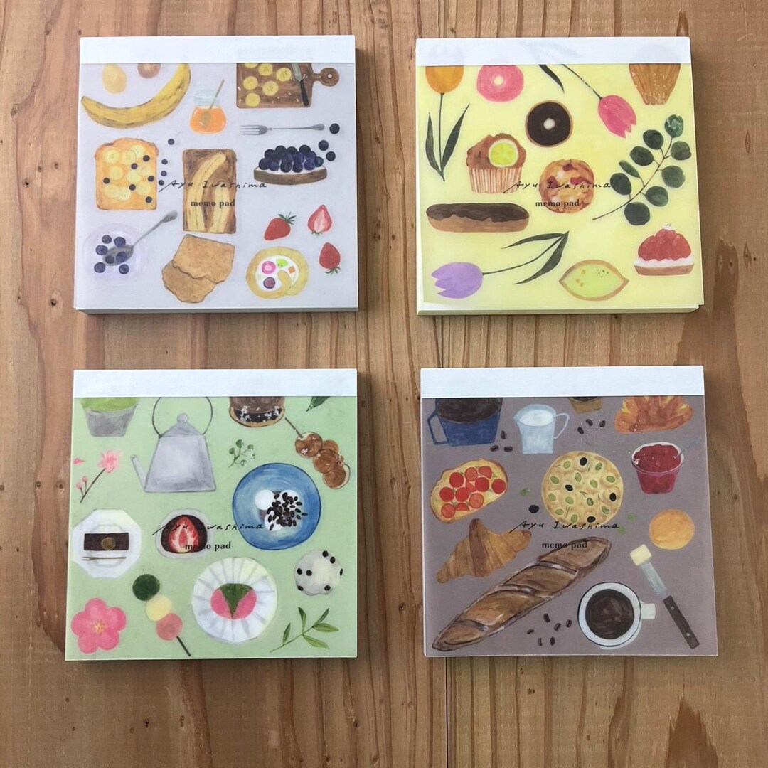 Square Memo Pad, 100 Transparent Papers, Sweets, Bread and Wagashi ...