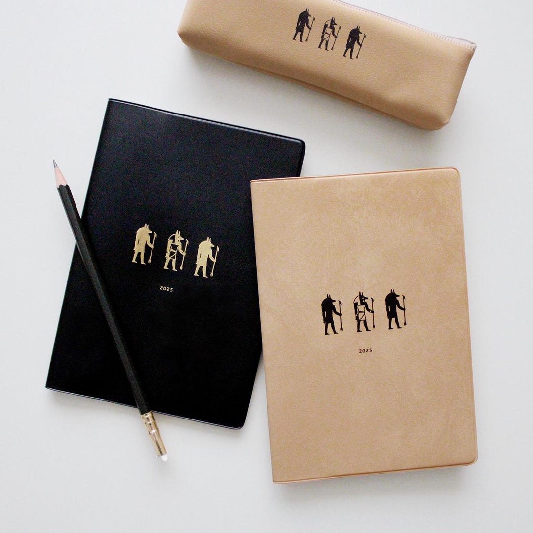 2025 B6 Monthly Planner, 15months, Anubis, Beige and Black, Journal ...