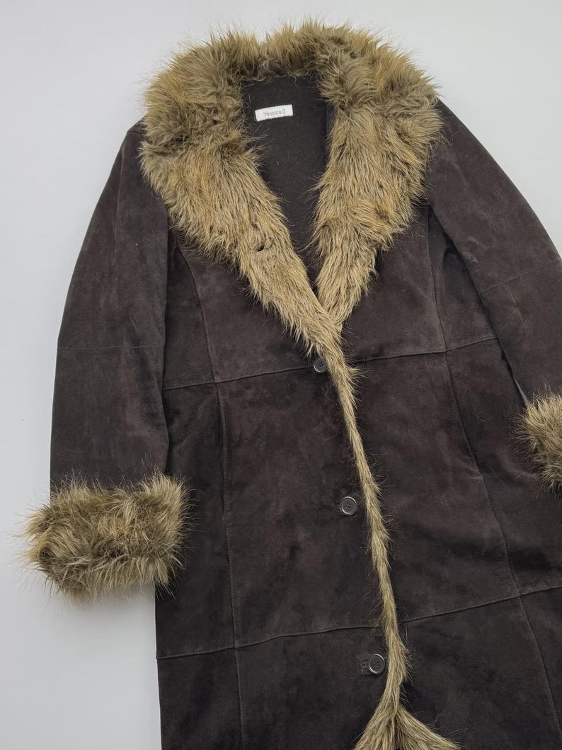 Vintage Suede Leather Jacket With Faux Fur Details - Etsy