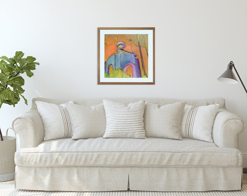 Painting of Encinitas temple. Swami's self realization | Etsy