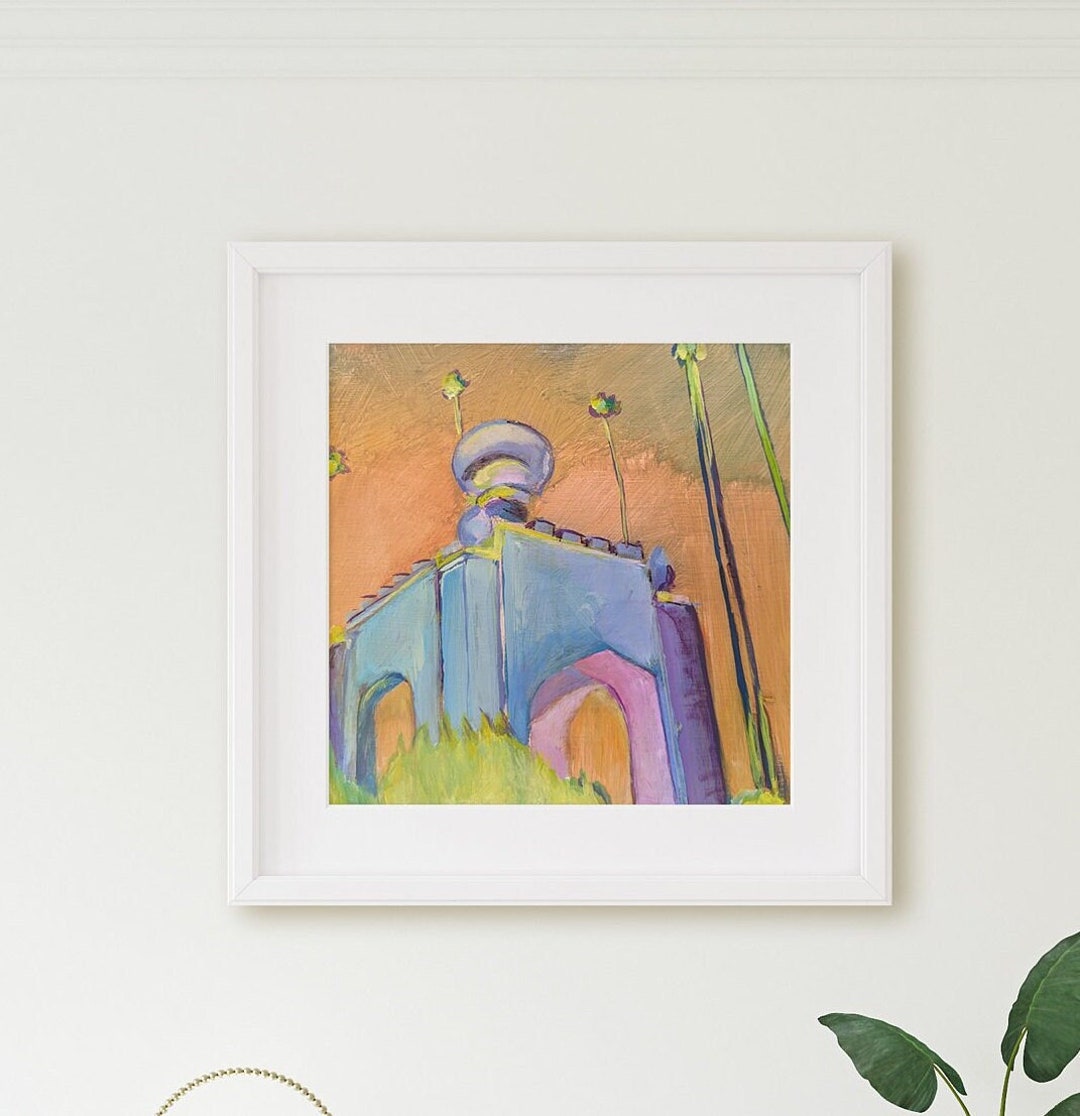 Painting of Encinitas Temple. Swami's Self Realization Center ...