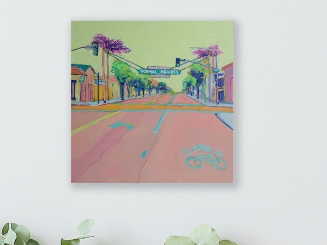 Original Painting of Normal Heights Sign, Wall Art of San Diego Urban ...