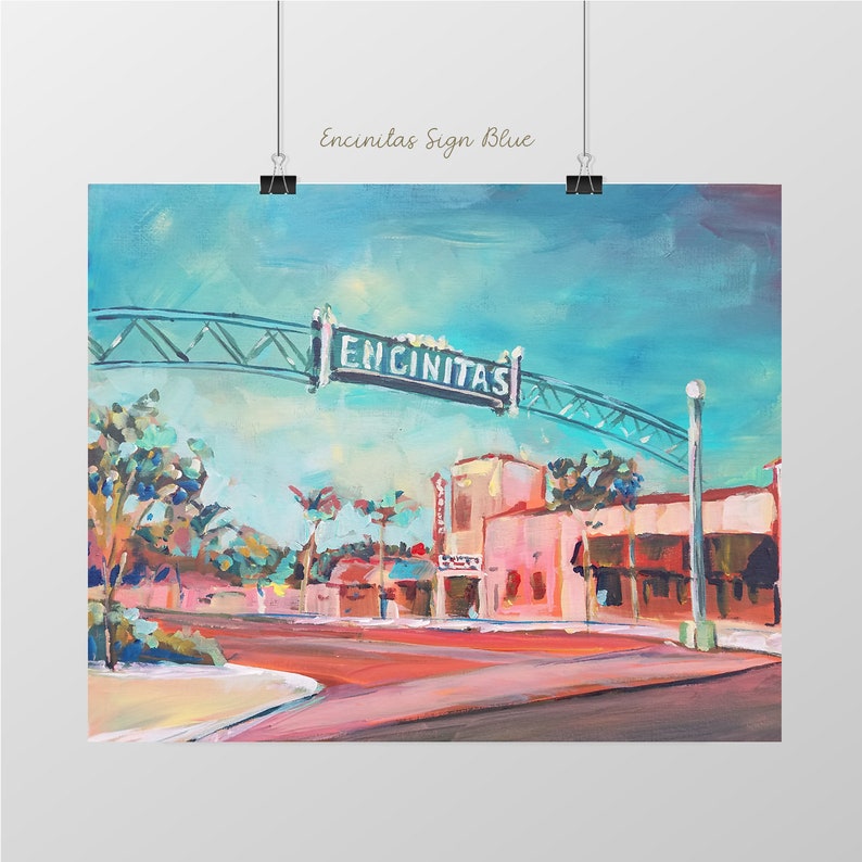 Encinitas California Painting of Encinitas Sign Pacific | Etsy