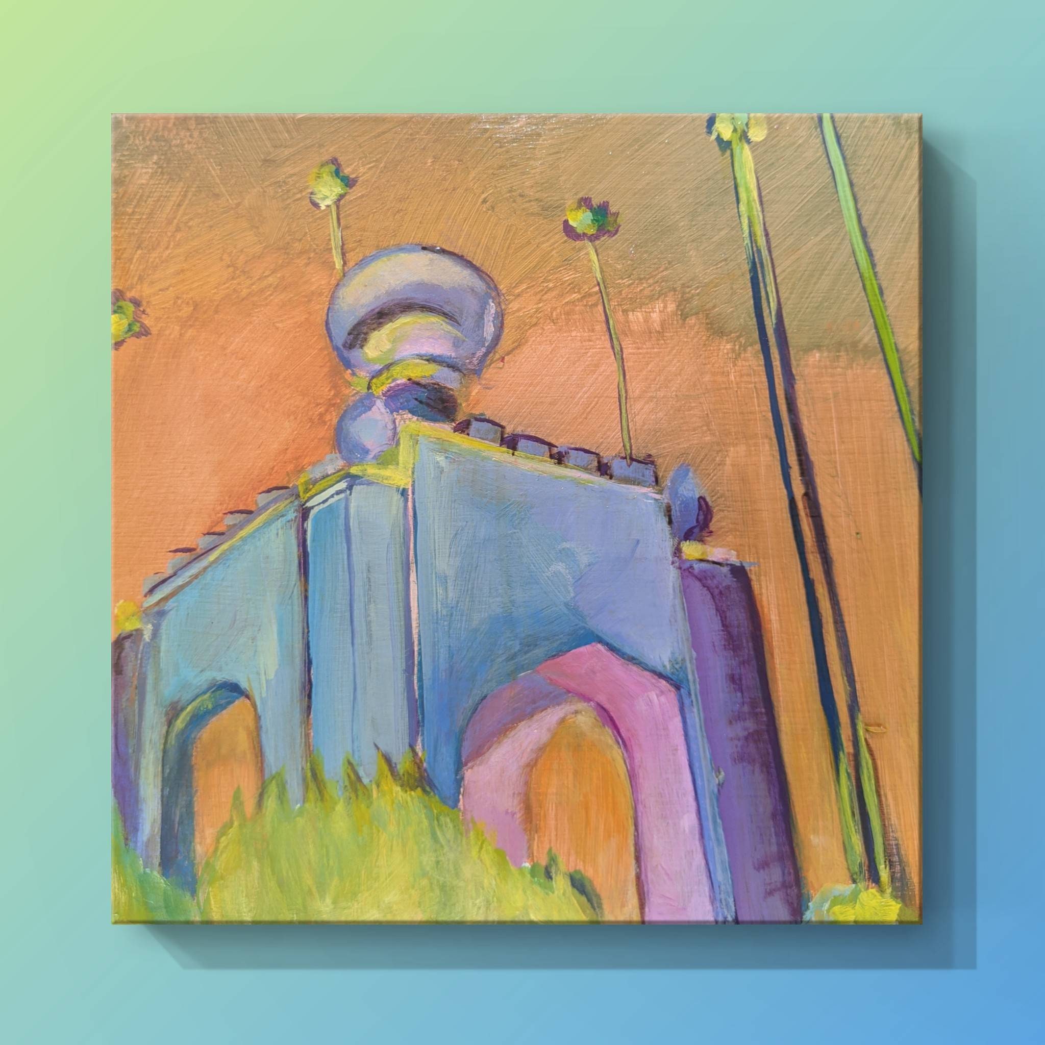 Painting of Encinitas temple. Swami's self realization | Etsy