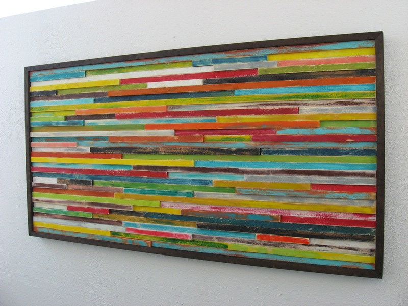 Reclaimed Wood Art, Distressed Wood Art, Colorful Wall Art, Abstract ...