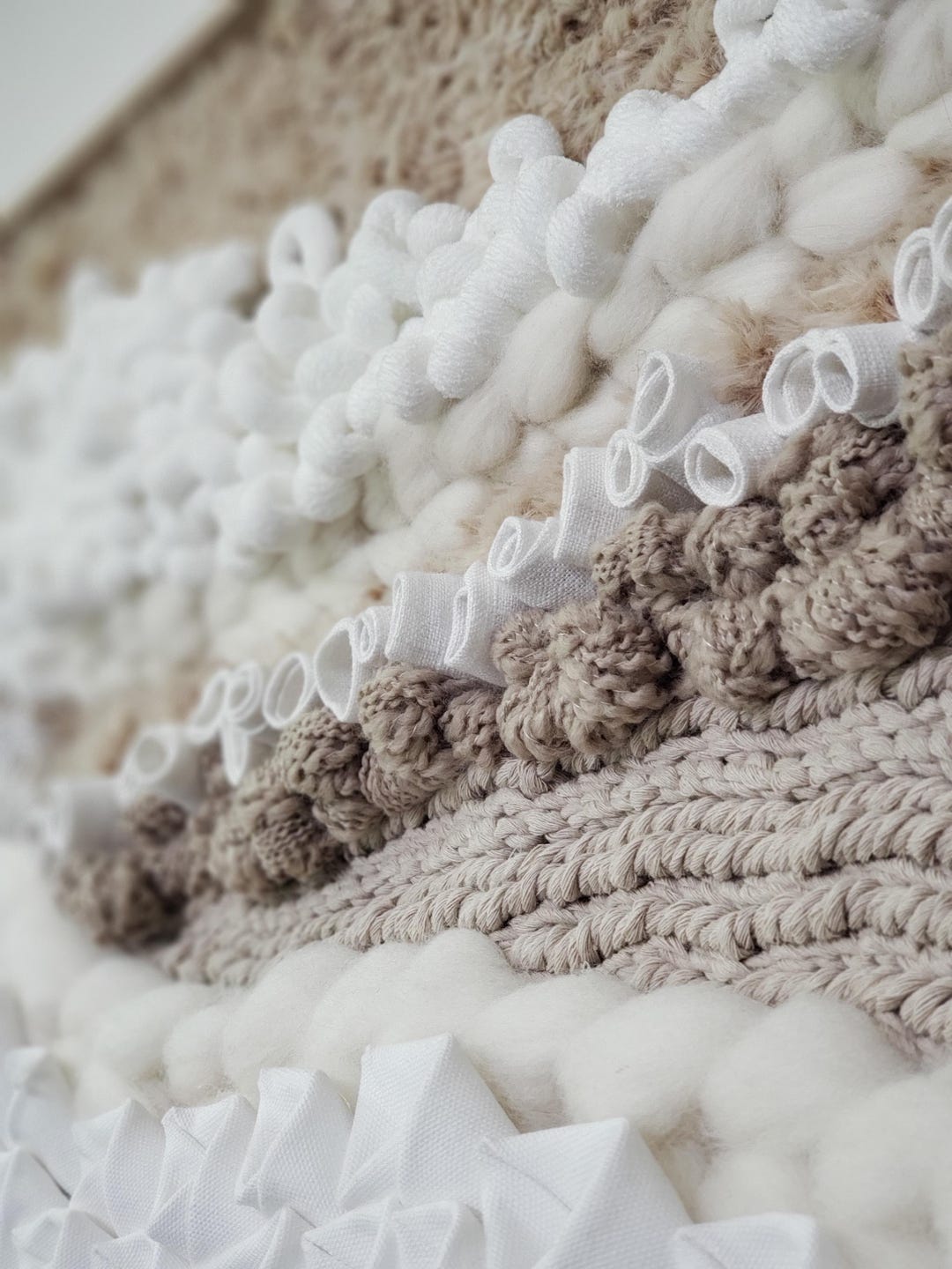 Extra Large Neutral Fiber Wall Art | White Beige Textured Tapestry ...