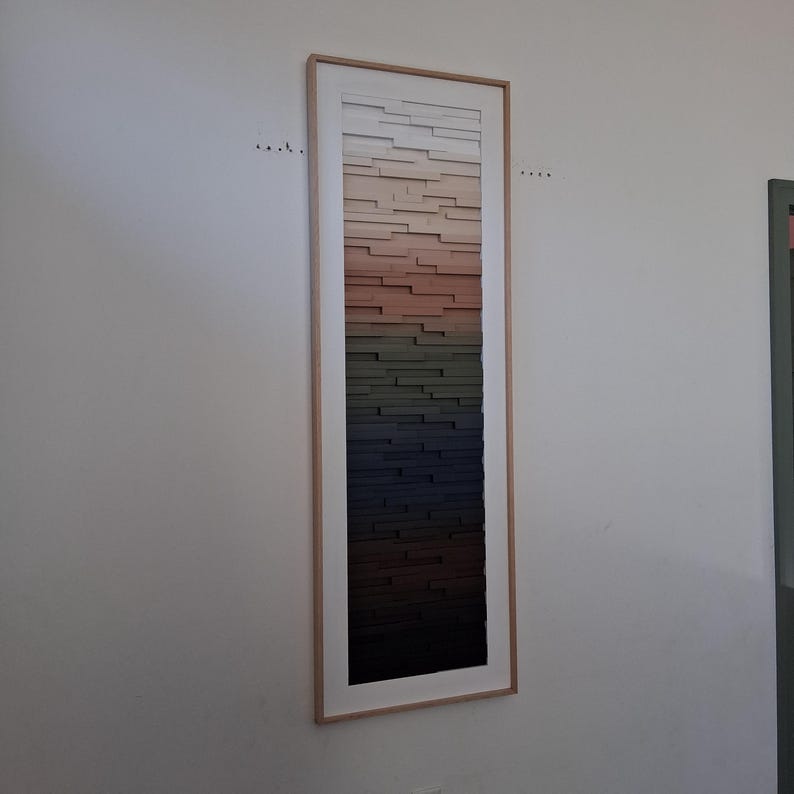 Long Horizontal Wall Art Made of Wood, Panoramic Wall Art in Earth ...
