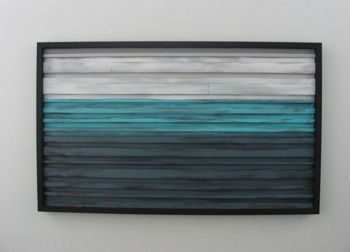 Blue Landscape, Abstract Art on Wood, Rustic Home Decor, Blue Home ...