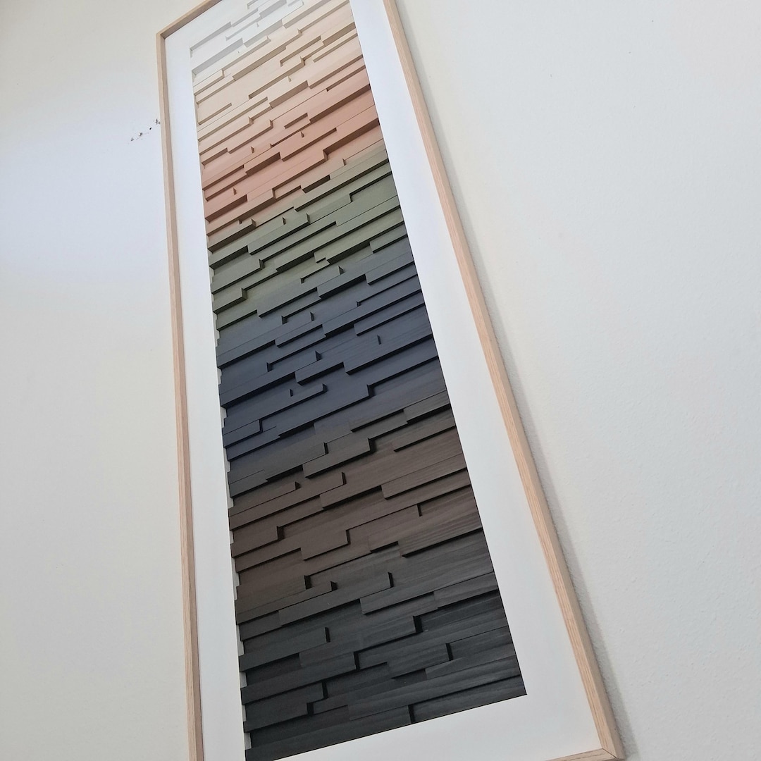 Long Horizontal Wall Art Made of Wood, Panoramic Wall Art in Earth ...