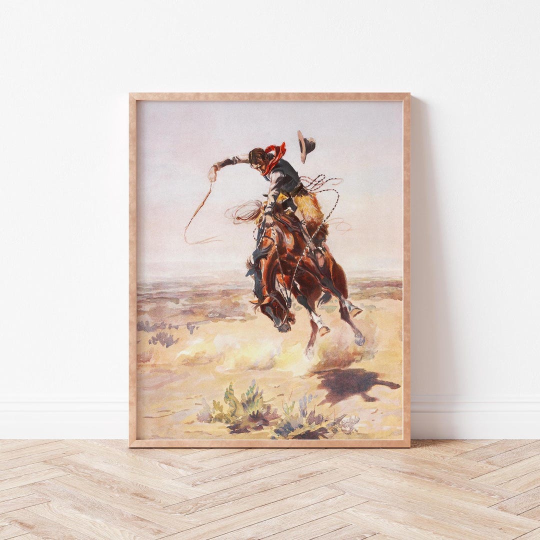 Vintage Cowboy Rodeo Art Print: Wild West Decor (instant Download) - Etsy