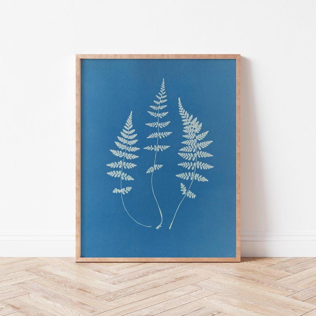 Simple Floral Blue Art Print | Prussian Blue Poster | Blue Wall Art ...