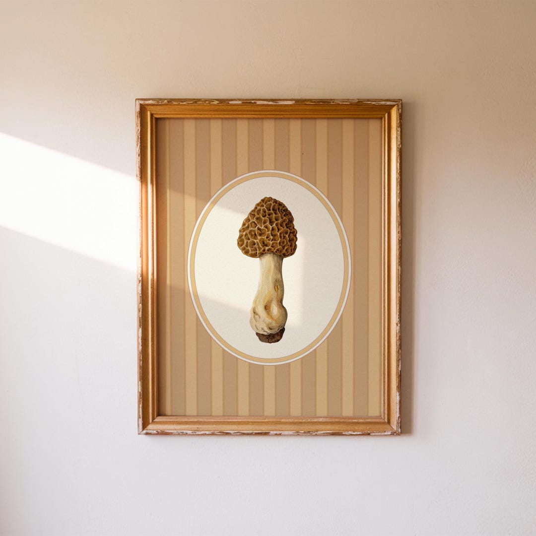 Watercolor Morel Mushroom Print: Vintage Forest Wall Art | Digital ...
