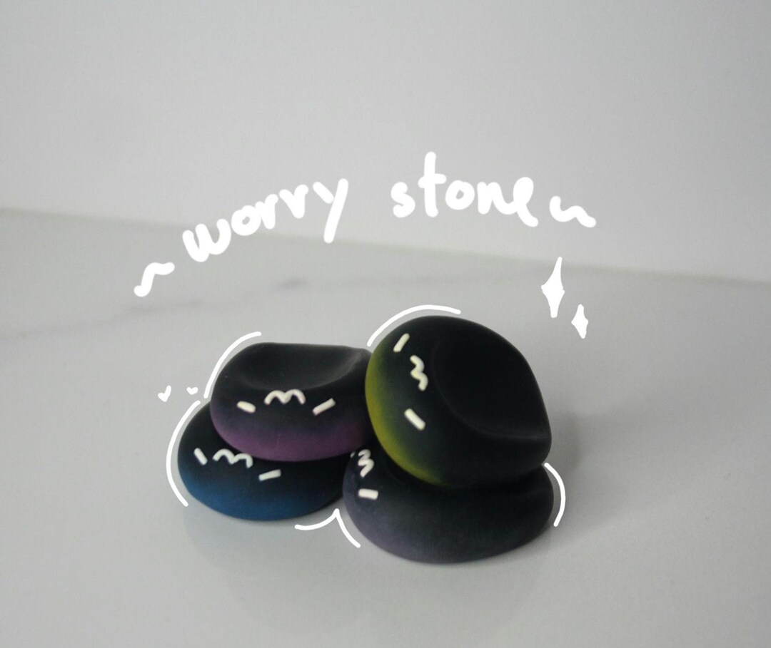 Black Worry Stone , Handmade Cute Polymer Clay Worry Stone - Etsy