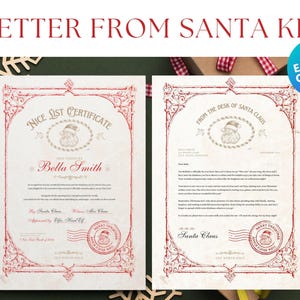 Instant Download Editable Letter From Santa, Nice List Certificate ...