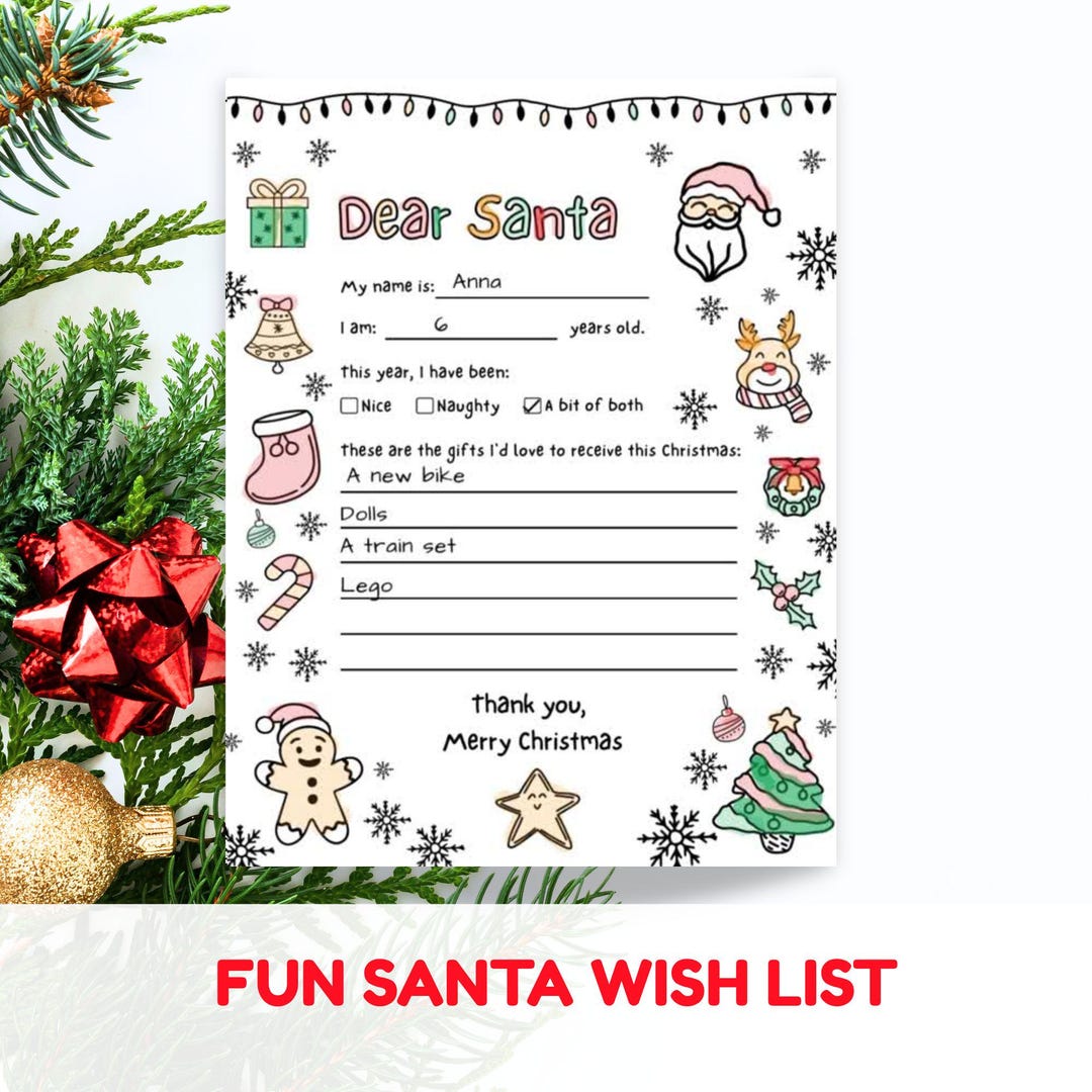 Letter to Santa Coloring Page | Kids Christmas Wish List (PDF Printable ...