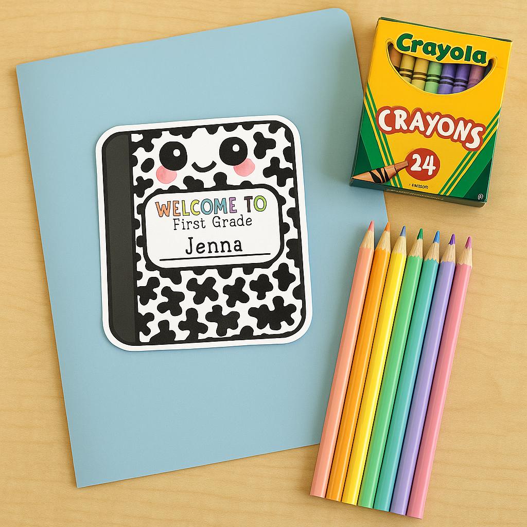 Composition Notebook Back to School, Printable, Grade, Desk Tag ...