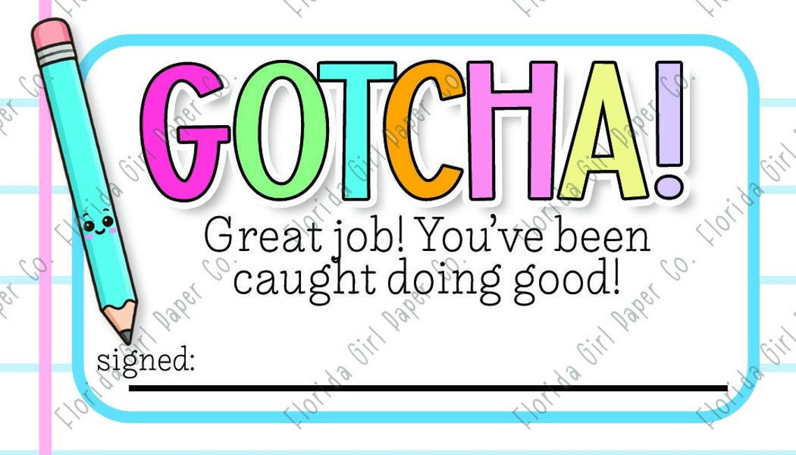 Gotcha! Caught Doing Good Reward Cards |notebook Paper Design ...