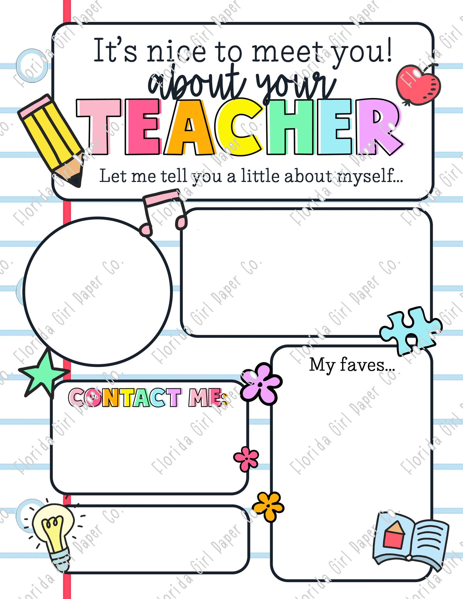 Editable Meet the Teacher Template | Back to School Printable | 8.5x11 ...