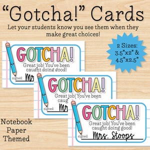 Gotcha! Caught Doing Good Reward Cards |notebook Paper Design ...