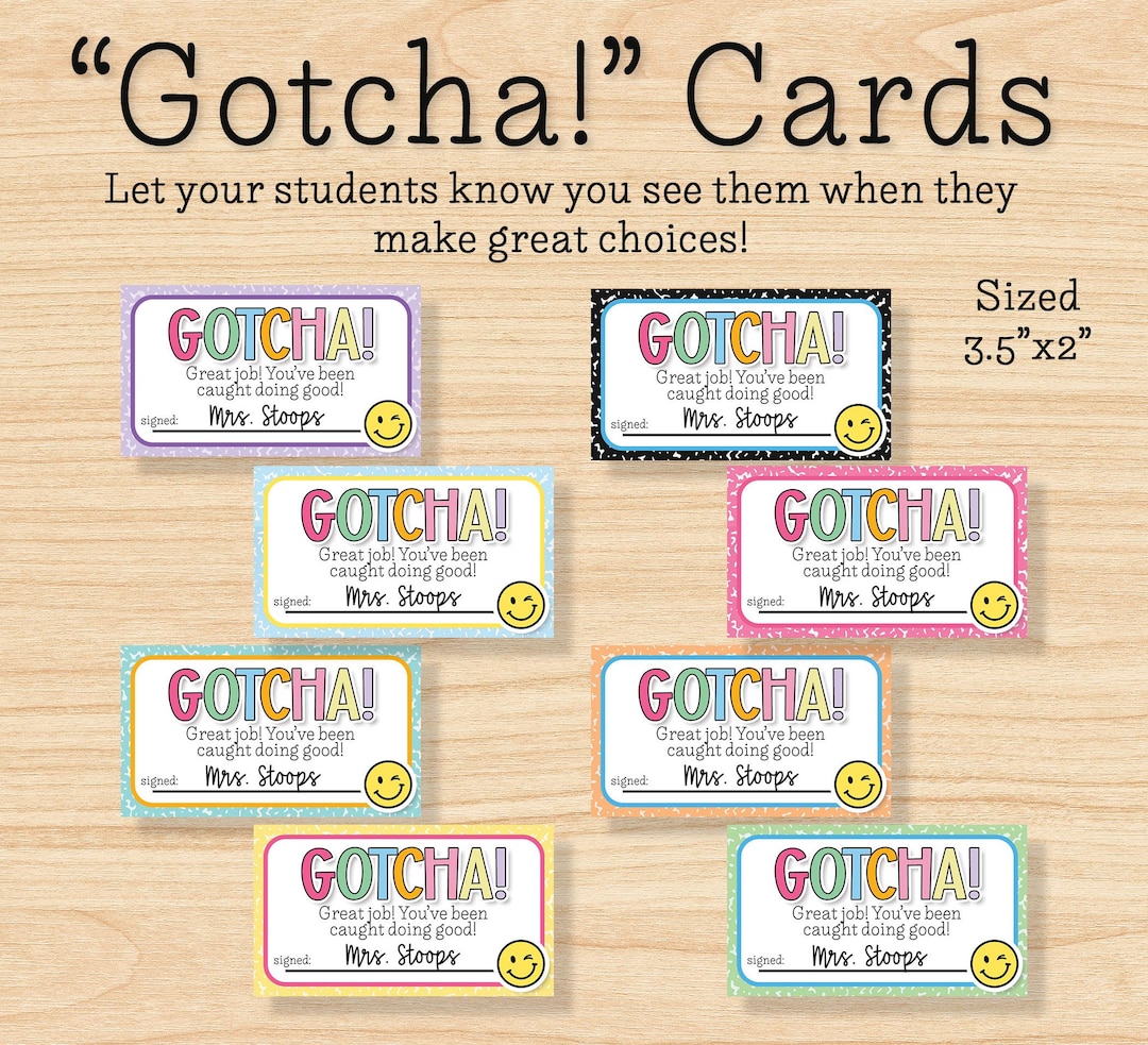 Gotcha! Caught Doing Good Reward Cards | Composition Notebook | School ...
