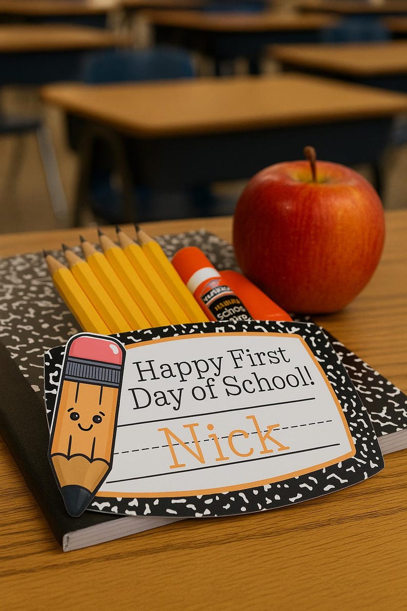 Cute Pencil & Composition Notebook Back to School, Printable, Grade ...