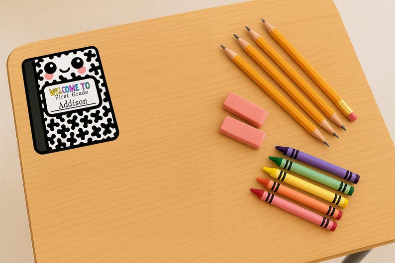 Composition Notebook Back to School, Printable, Grade, Desk Tag ...