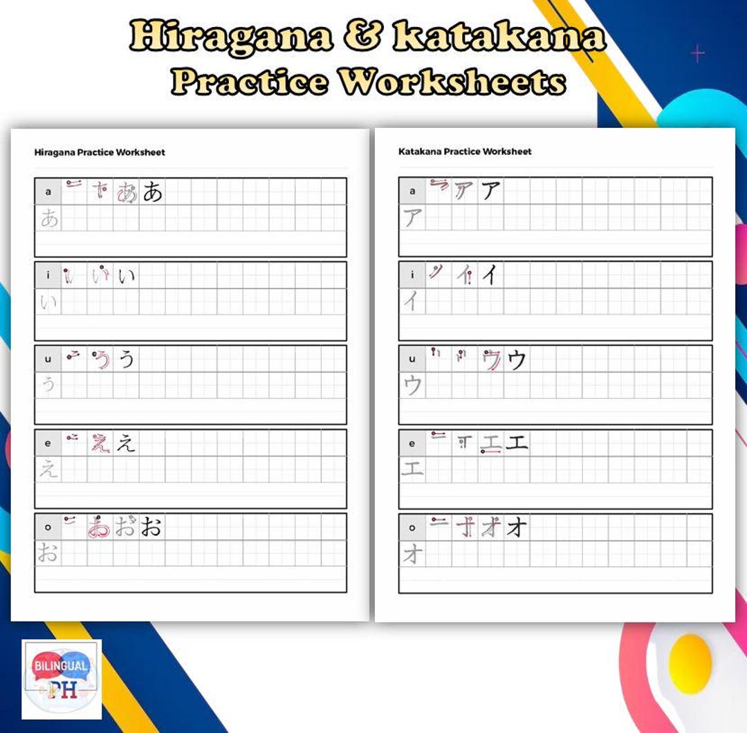 Hiragana and Katakana Practice Worksheets - Etsy