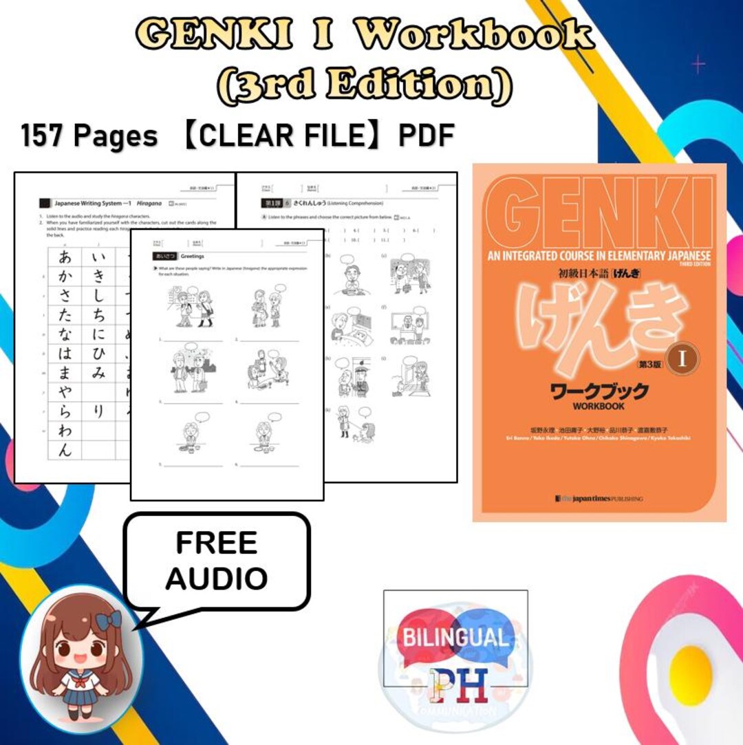 Genki I Workbook (3rd Edition) With Audio (CLEAR PDF) - Etsy