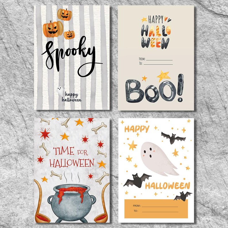 20 Set Printable Halloween Gift Card | Spooky Cute Trick or Treat Tags ...