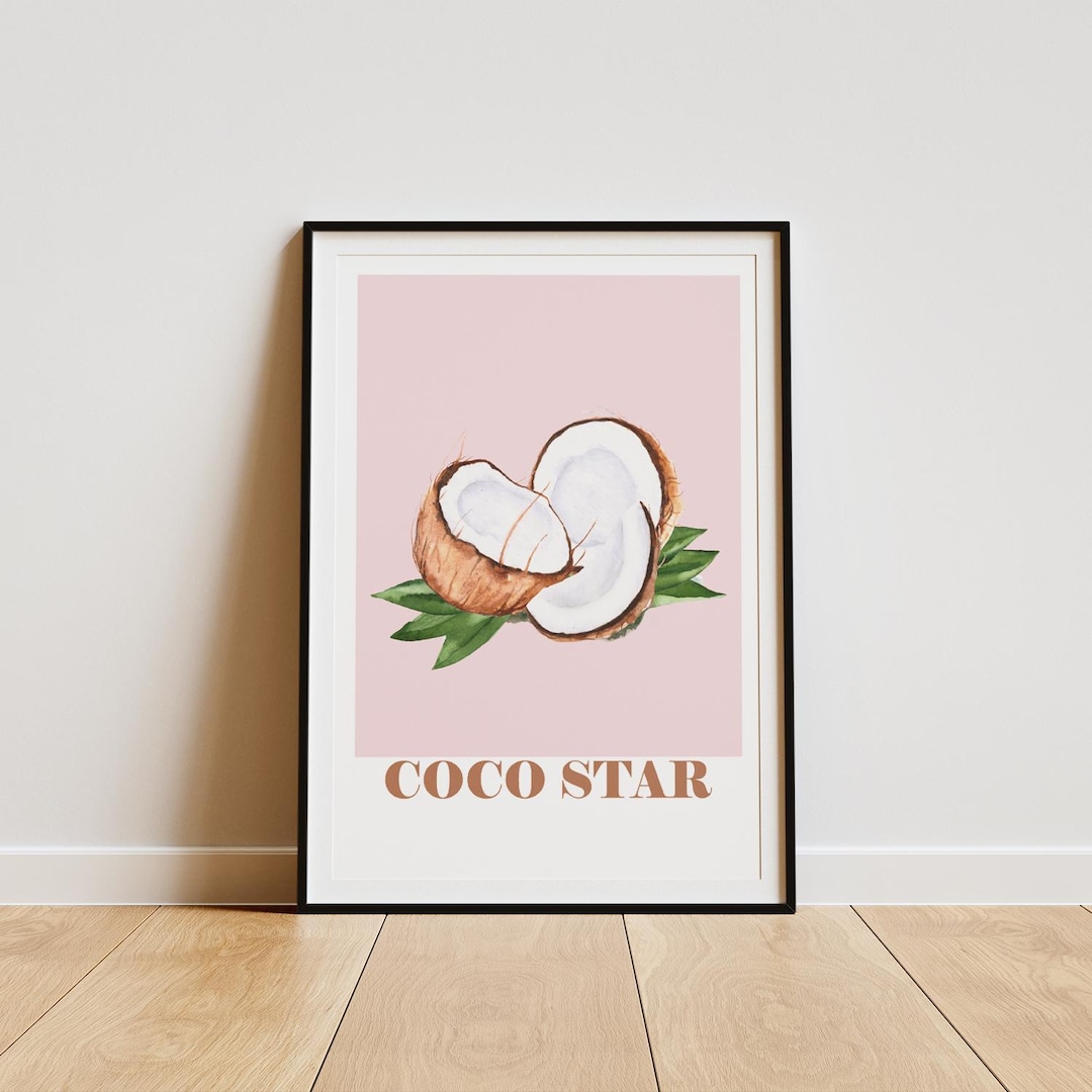 Digital Print - Coconut Photo - Coconut - Retro Coconut - Fruit - Wall ...