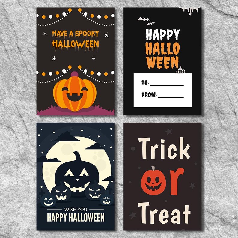 20 Set Printable Halloween Gift Card | Spooky Cute Trick or Treat Tags ...