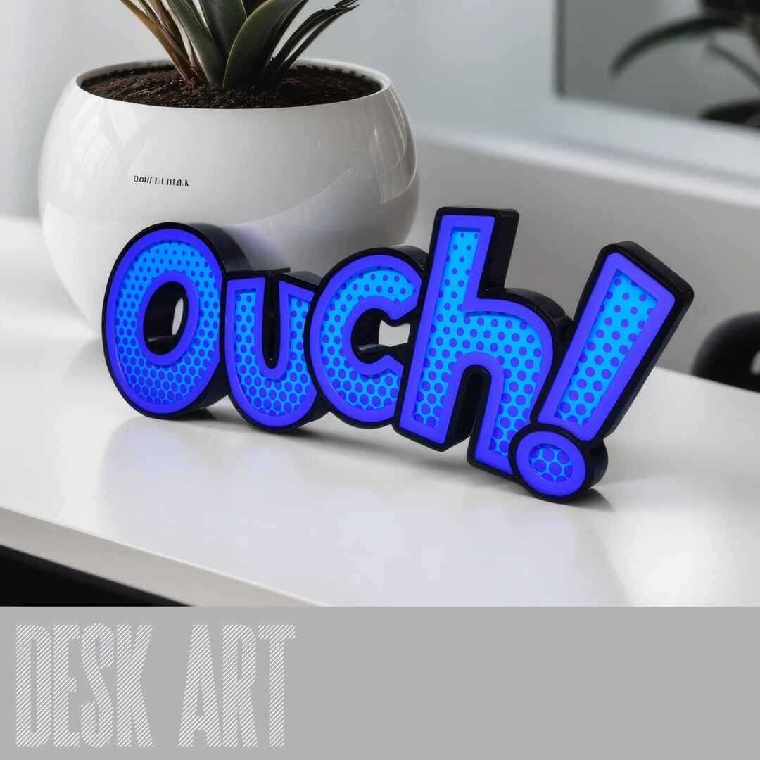 Pop Art Sign Ouch Freestanding Unique Art Room Decor Original Funky ...