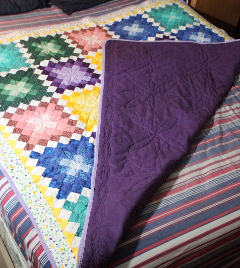 Rainbow Colored Quilt - Etsy