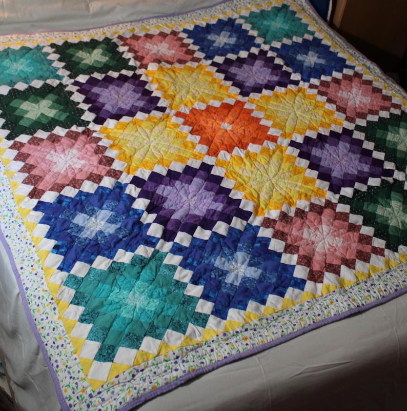 Rainbow Colored Quilt - Etsy