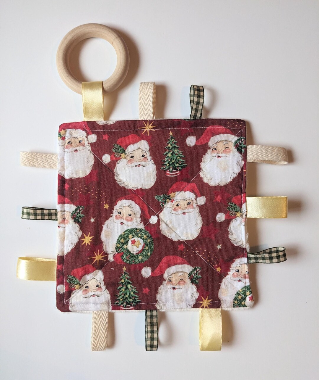Baby Sensory Crinkle and Tag Toy - Santa Claus - Infant Teether Ring - Etsy