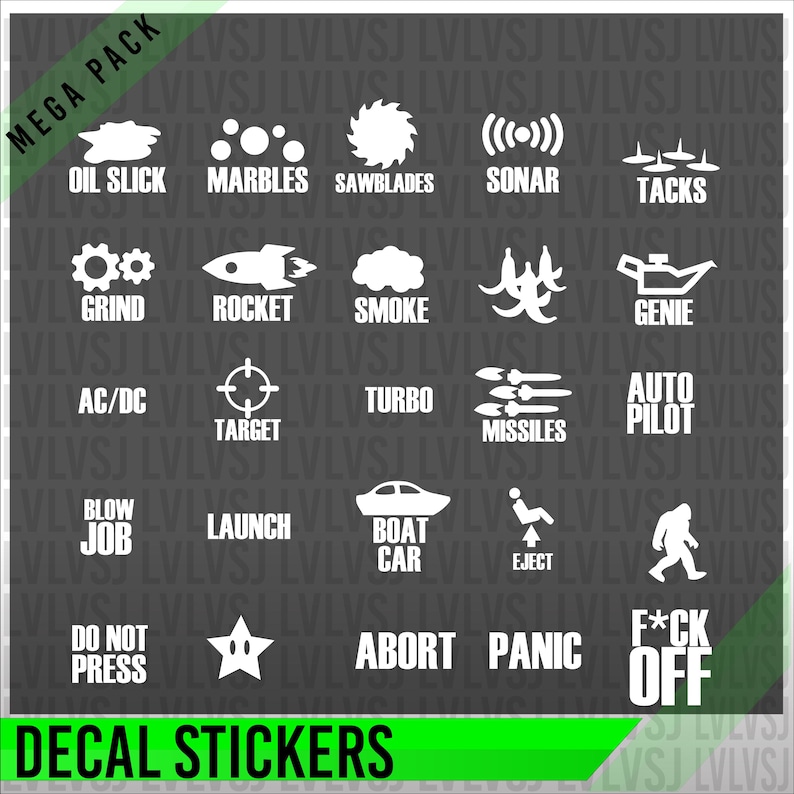 Funny Eject Passenger Car Button Decal – Prank Car Interior Sticker ...