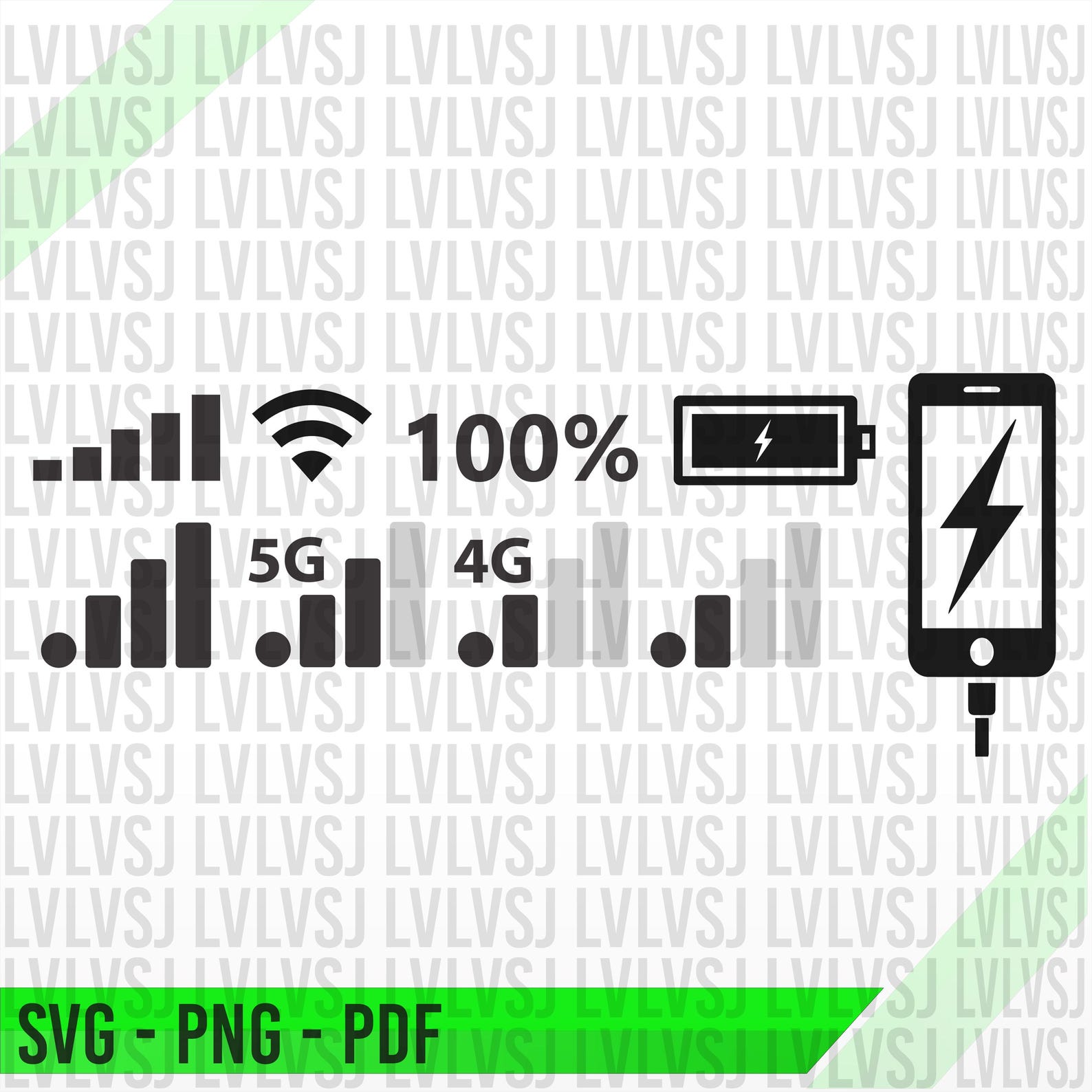 Phone Icons SVG, Wi-fi SVG, Battery Level SVG - Etsy