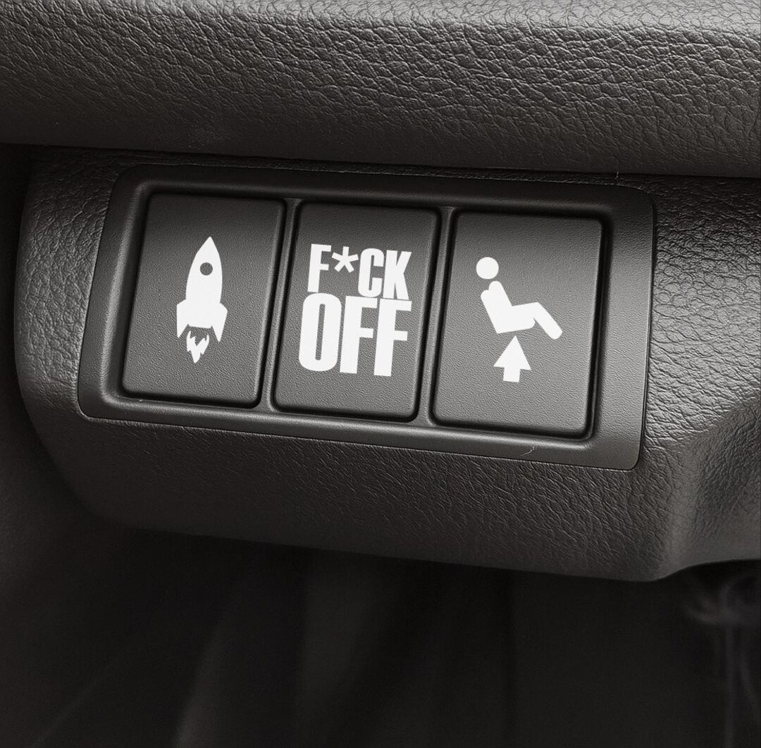 Eject, Rocker Etc.- 9 Funny Car Button Decals - Etsy