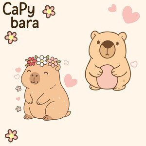 Capybara Clipart Set SVG, Capybara Spring Garden Flower Digital File - Etsy
