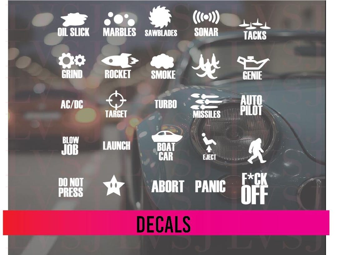 Funny Eject Passenger Car Button Decal – Prank Car Interior Sticker ...