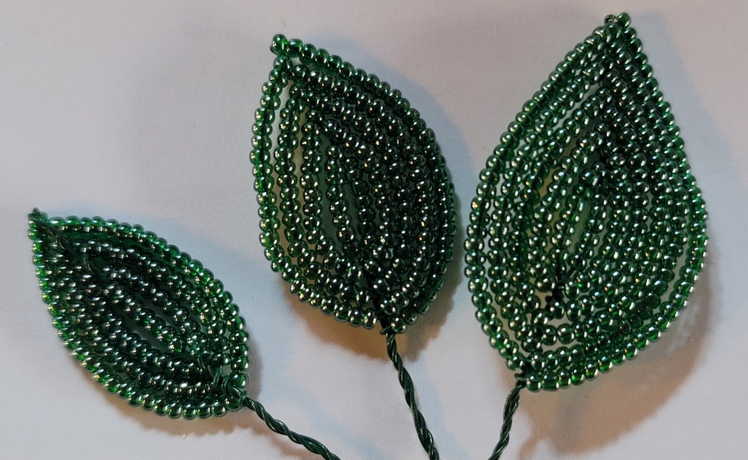 Thirty French Beaded Leaves for Crafting 4 - Etsy