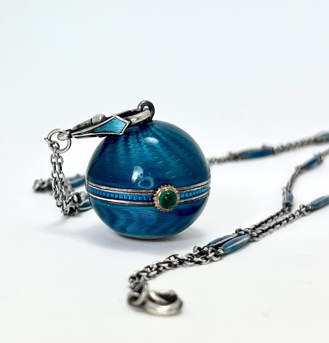 Antique 935 Silver Vermeil Blue Cloisonne Watch Pendent Necklace V28 - Etsy