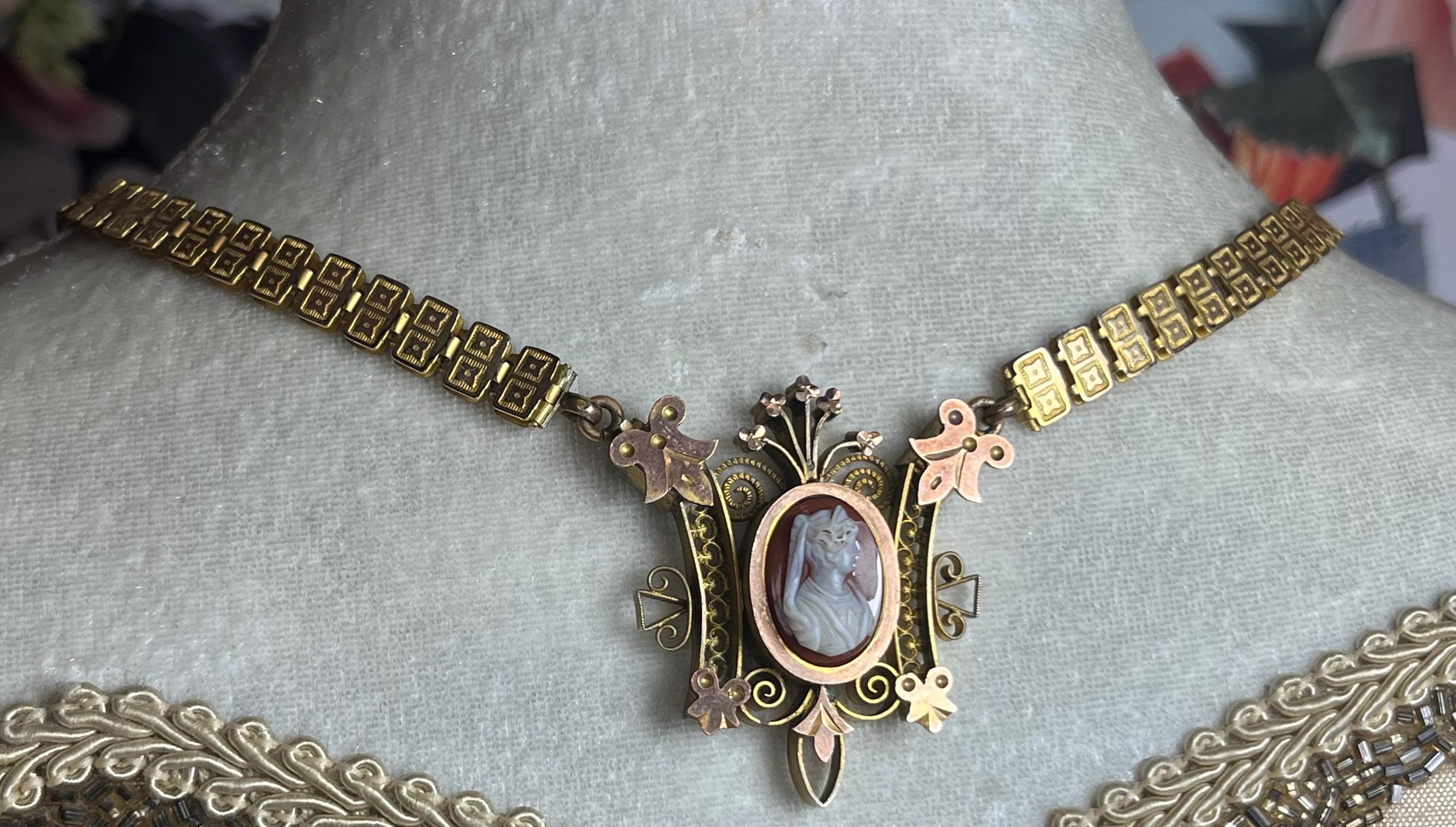 Antique Gold Filled Victorian Carved Cameo Book Chain Necklace V92 - Etsy