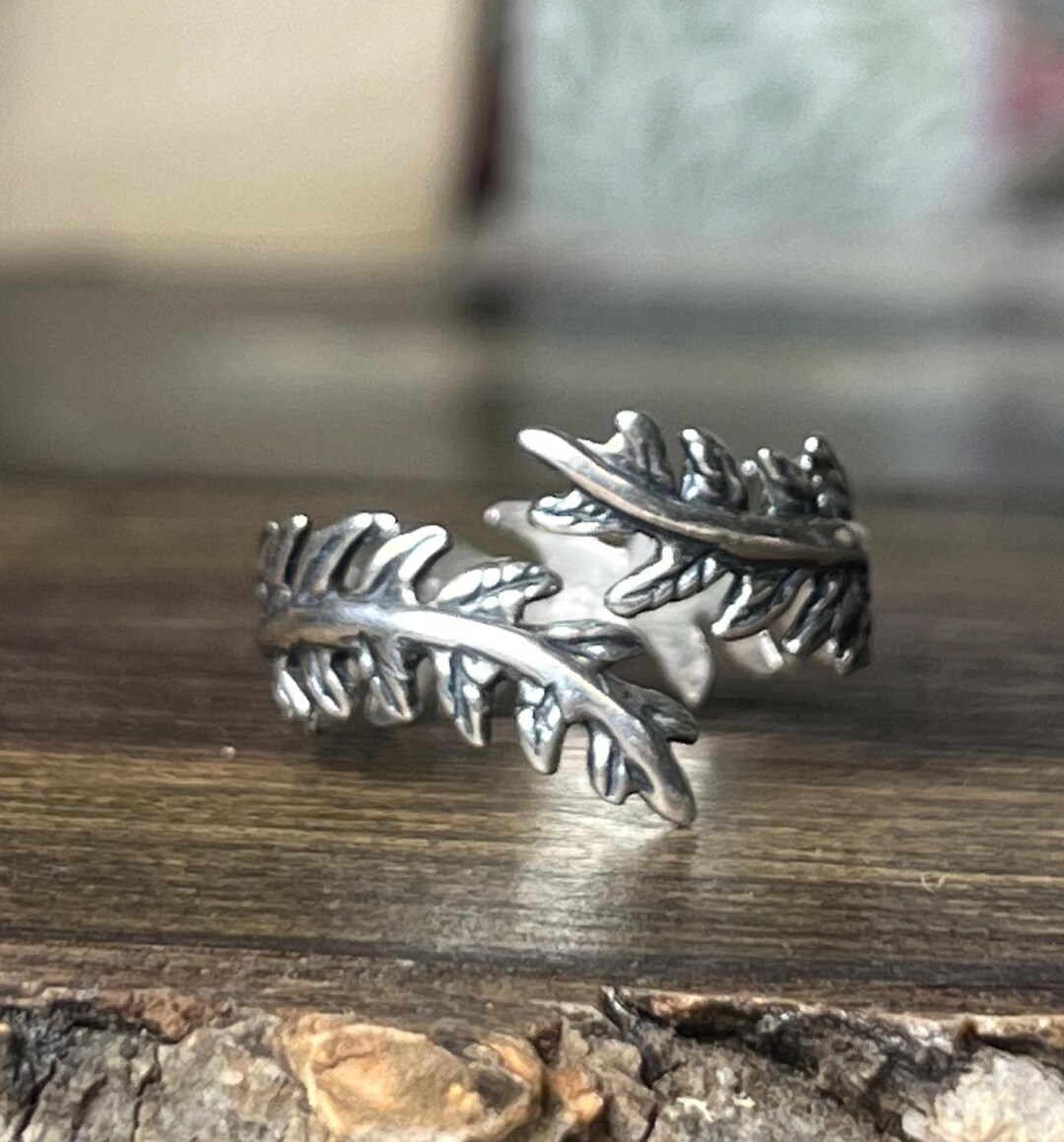 Sterling Silver Wrap Around Leaf Ring Adjustable V396 - Etsy