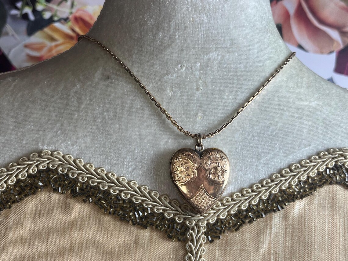 Vintage J.M C.O. Heart Locket Choker on Watch Chain Gold Filled V104 - Etsy